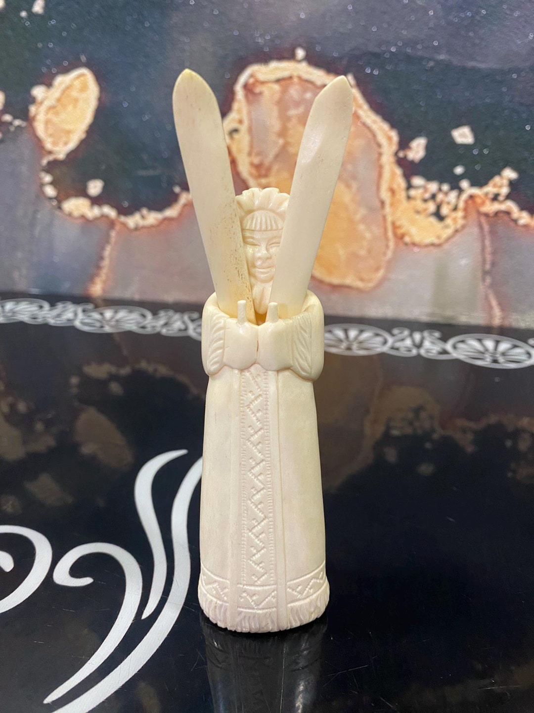 Mid-20th Century. A Miniature Yup'ik Inuit Composition: a Girl With ...