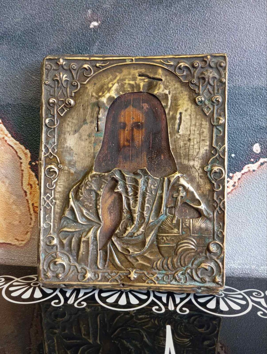 Jesus Christ Antique Russian Orthodox Hand Painted Icon 19c. in Bronze ...