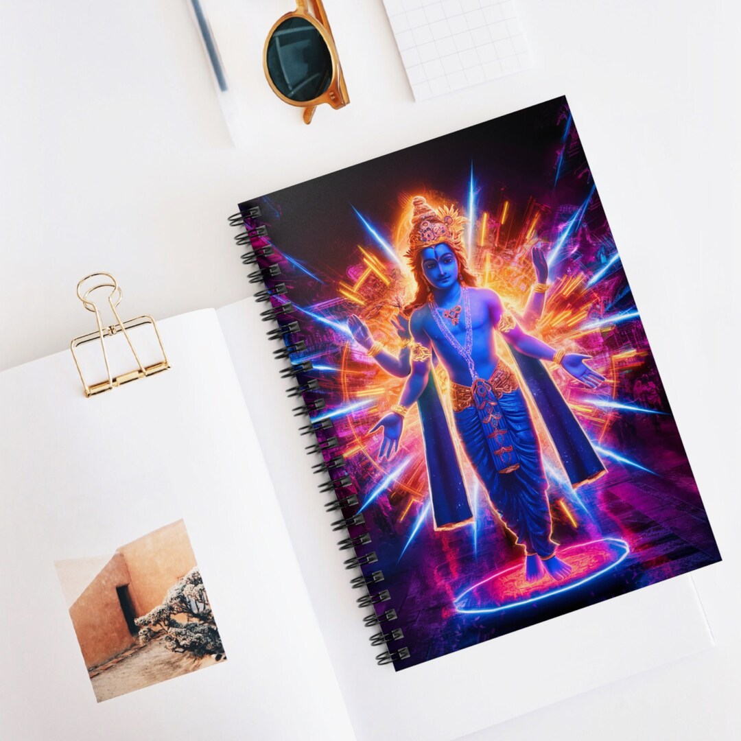 Neon Krishna Vishnu Spiral Notebook Ruled Line - Etsy