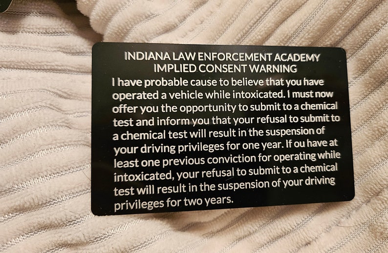 Indiana Miranda/implied Consent/pirtle Warning/sfst Cards - Etsy
