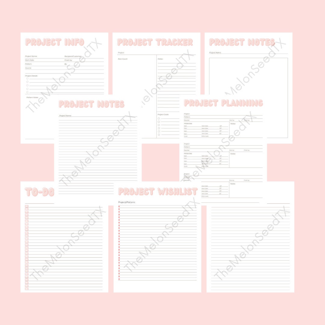 Pink & White Crochet Project Notebook - Etsy