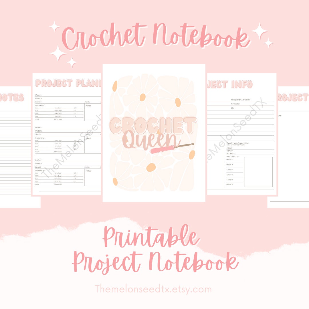 Pink & White Crochet Project Notebook - Etsy