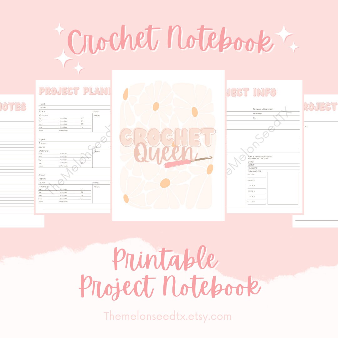 Pink & White Crochet Project Notebook - Etsy