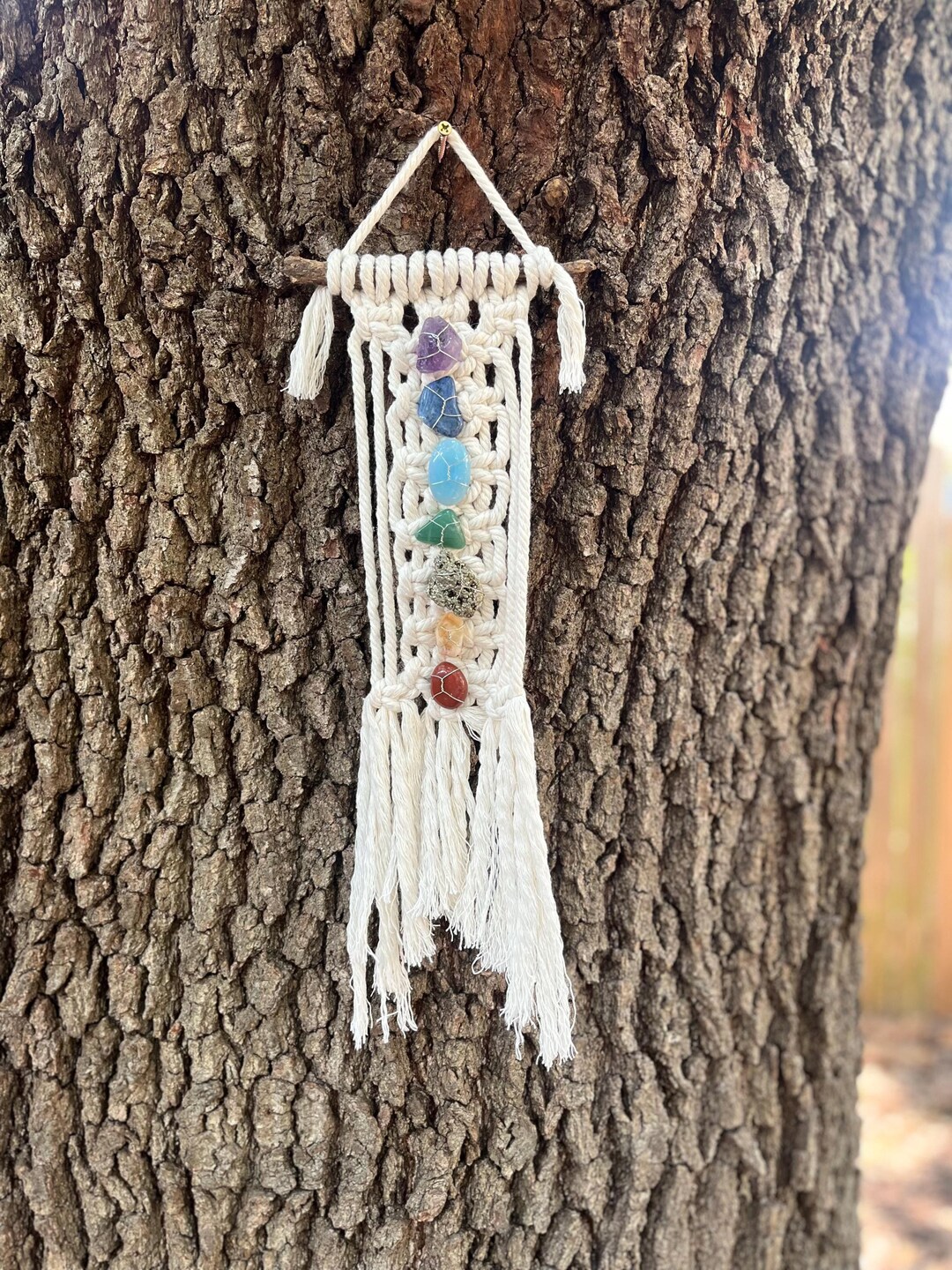 7 Chakra Crystal Macrame Walling Hanging - Etsy