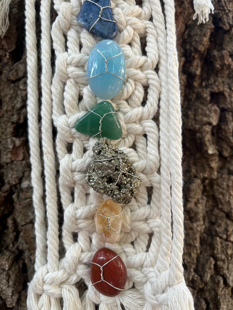 7 Chakra Crystal Macrame Walling Hanging - Etsy