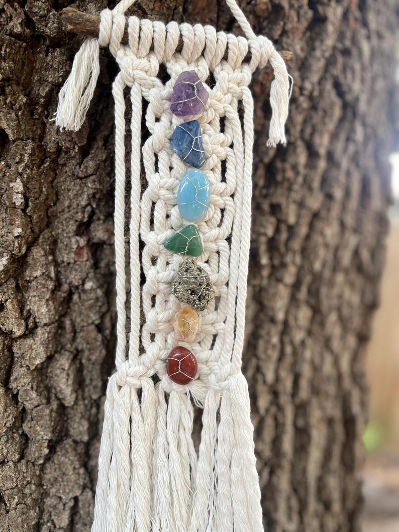 7 Chakra Crystal Macrame Walling Hanging - Etsy