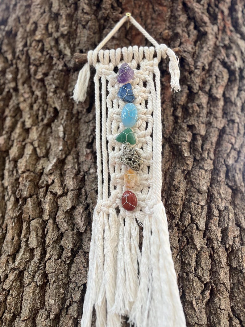 7 Chakra Crystal Macrame Walling Hanging - Etsy