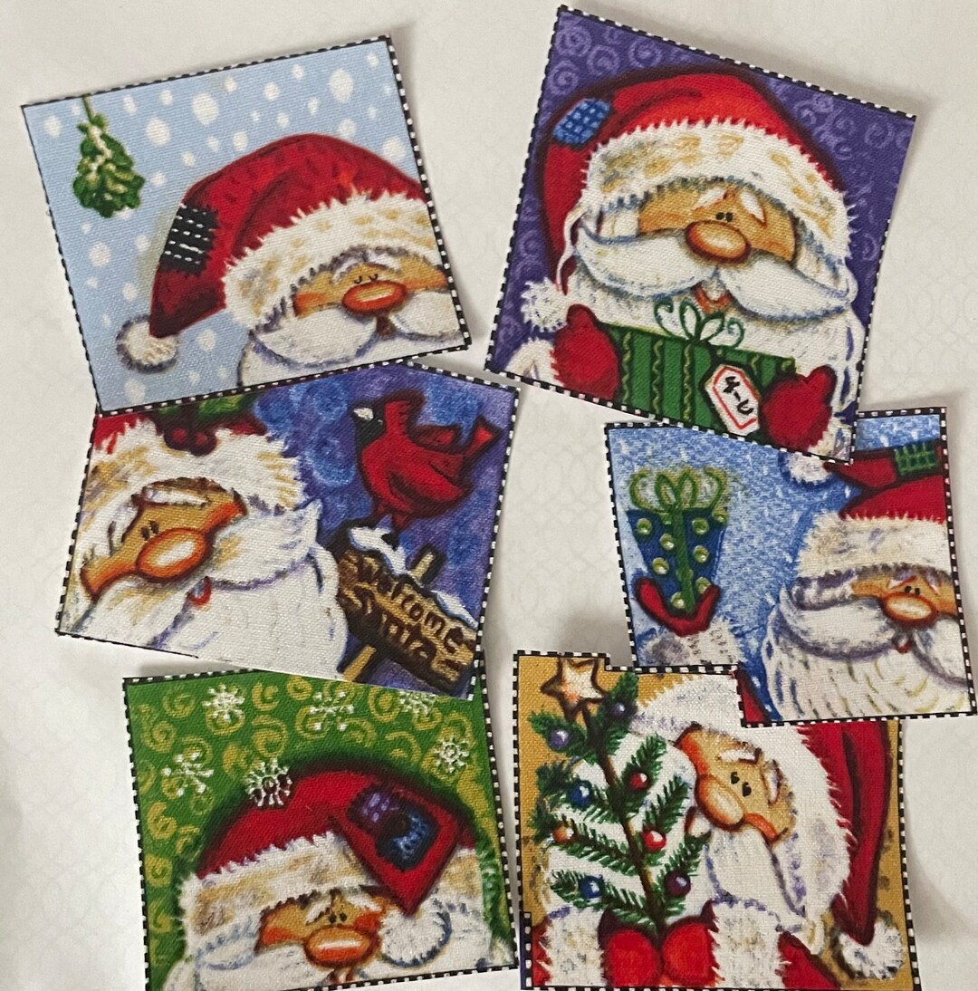 Peek-a-boo Santa Patches - Iron on Fabric Appliques - for Christmas ...