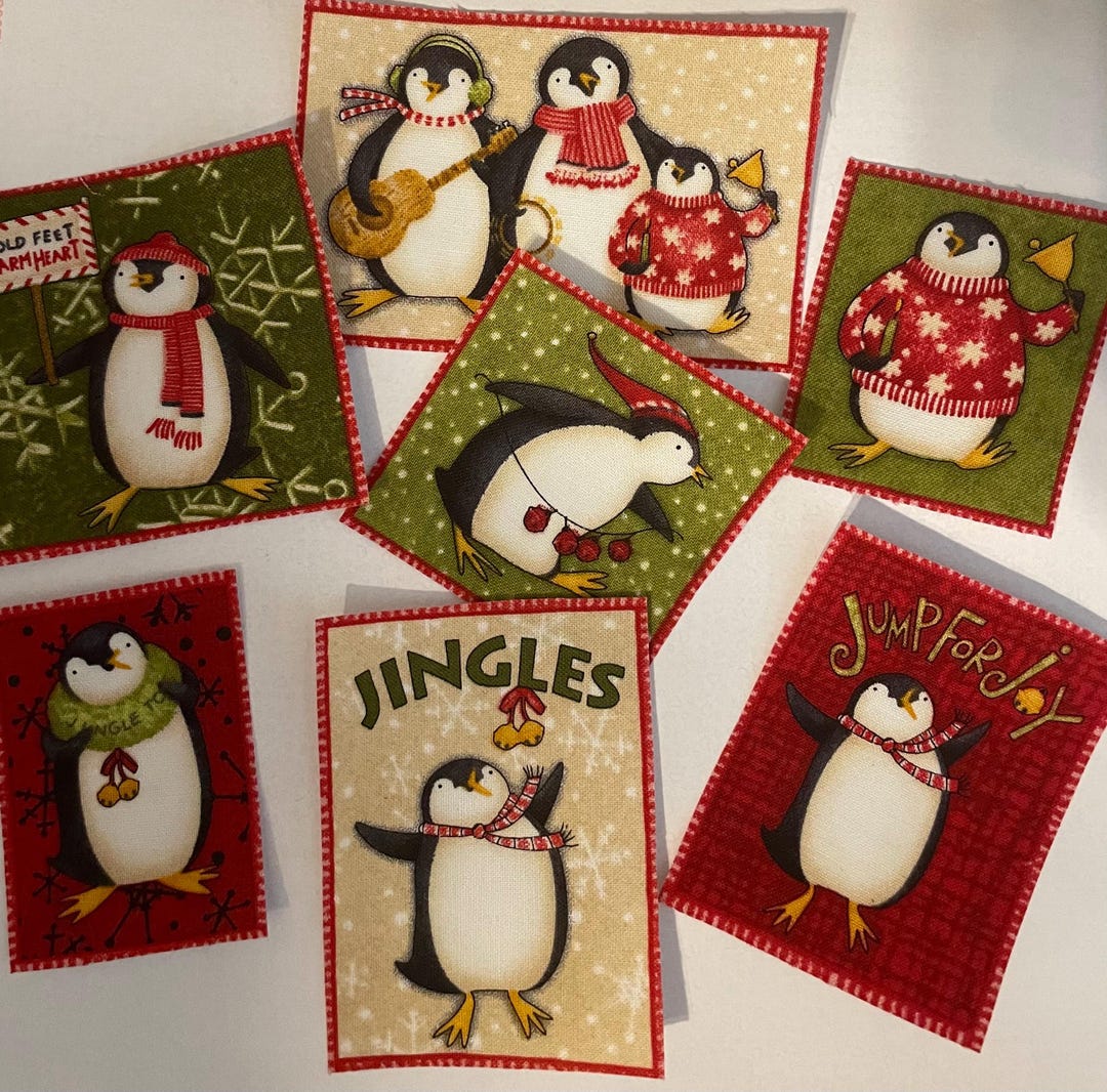 5 Holiday Penguin Patches - Iron on Fabric Appliques - Christmas - Etsy