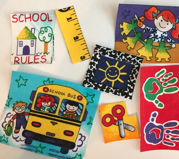 Colorful Back to School Patches Iron on Fabric Appliques | Etsy