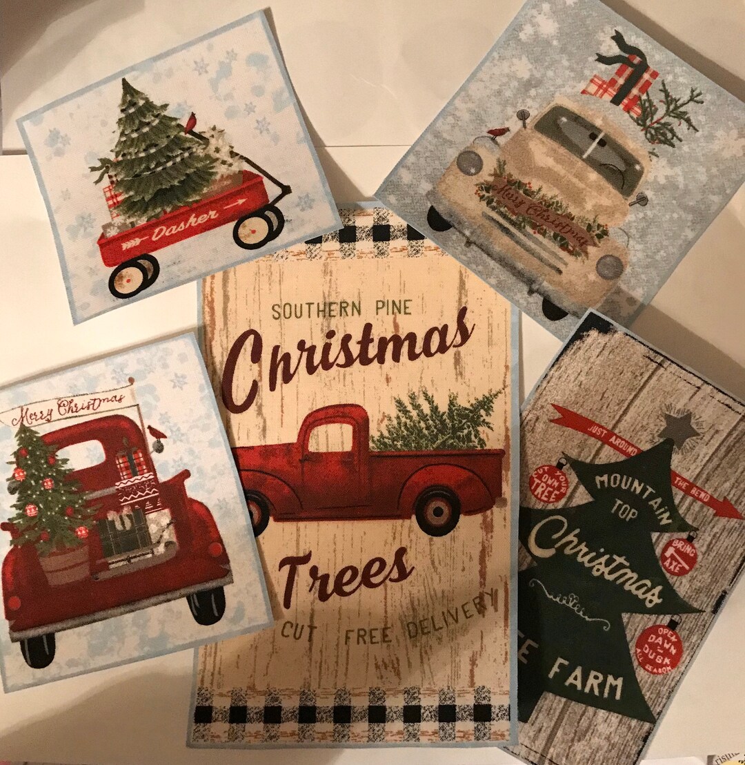 5 Large Christmas Holiday Patches - Iron on Fabric Appliques (assorted ...