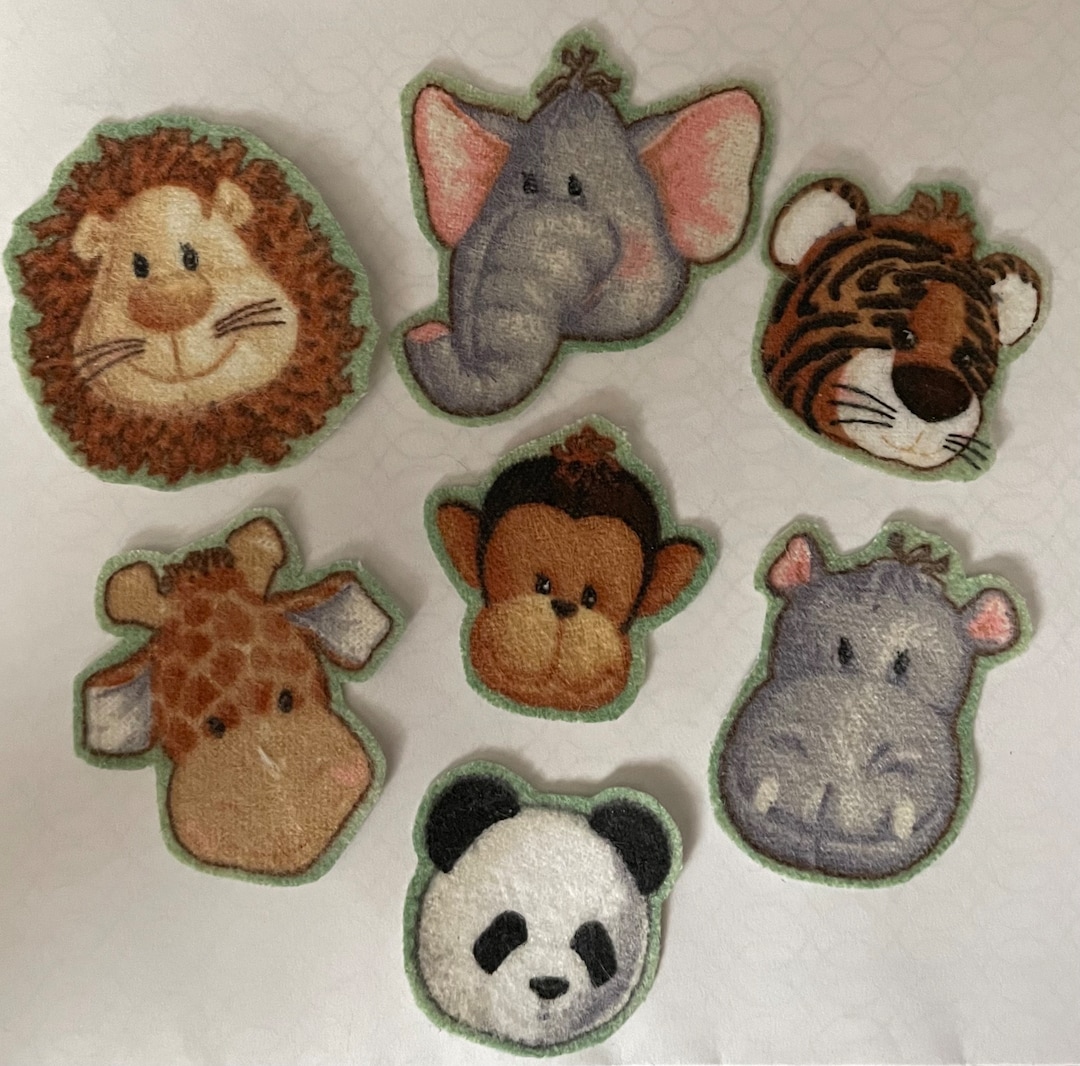 7 Tiny Jungle Baby Animal Patches - Iron on Fabric Appliques - Etsy