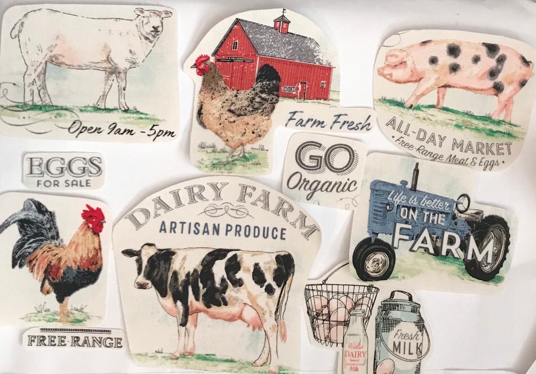 Farm Patches - Iron on Fabric Appliqués - Etsy
