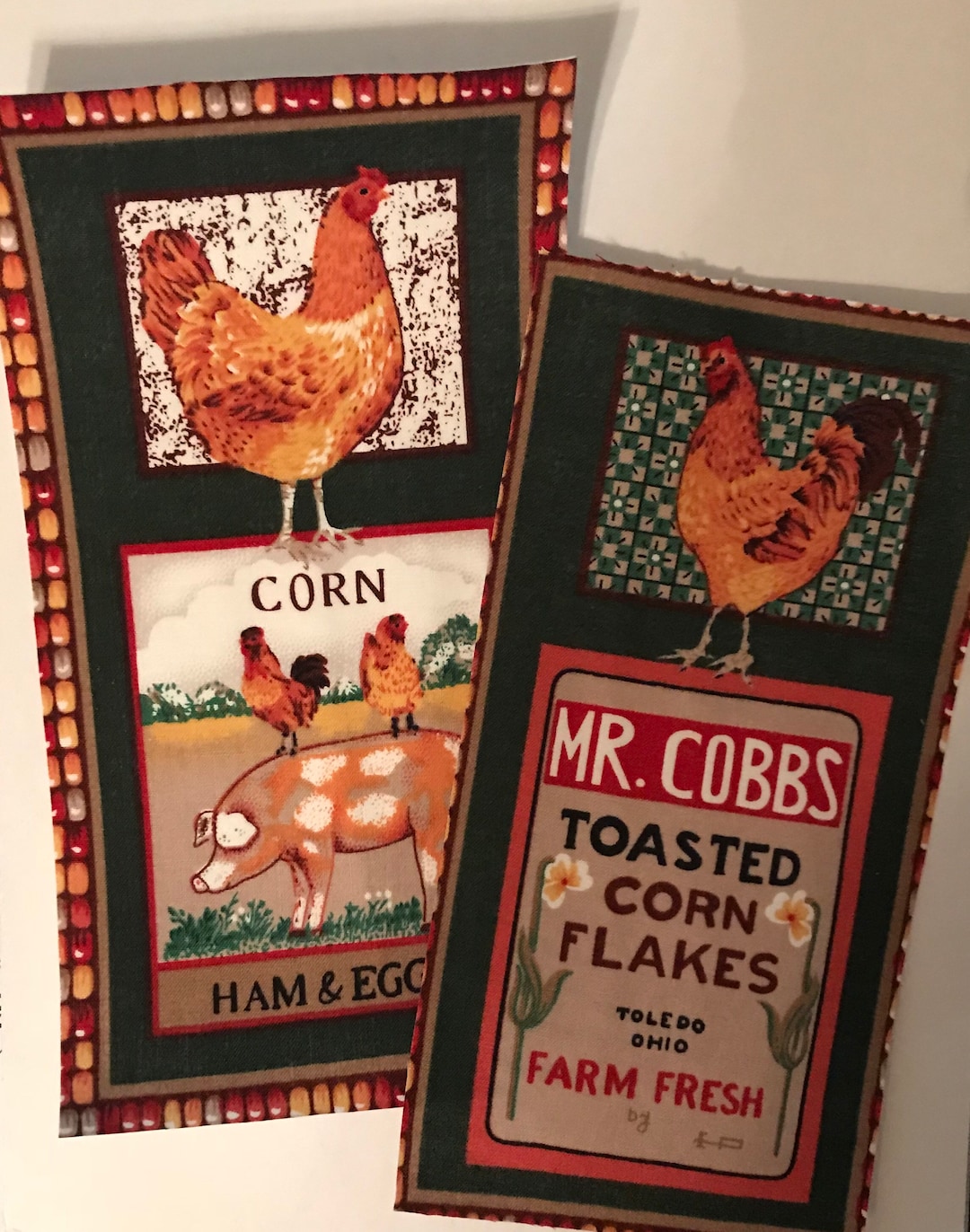 XL Good Morning Farm Patches - Iron on Fabric Appliqués - Chickens ...