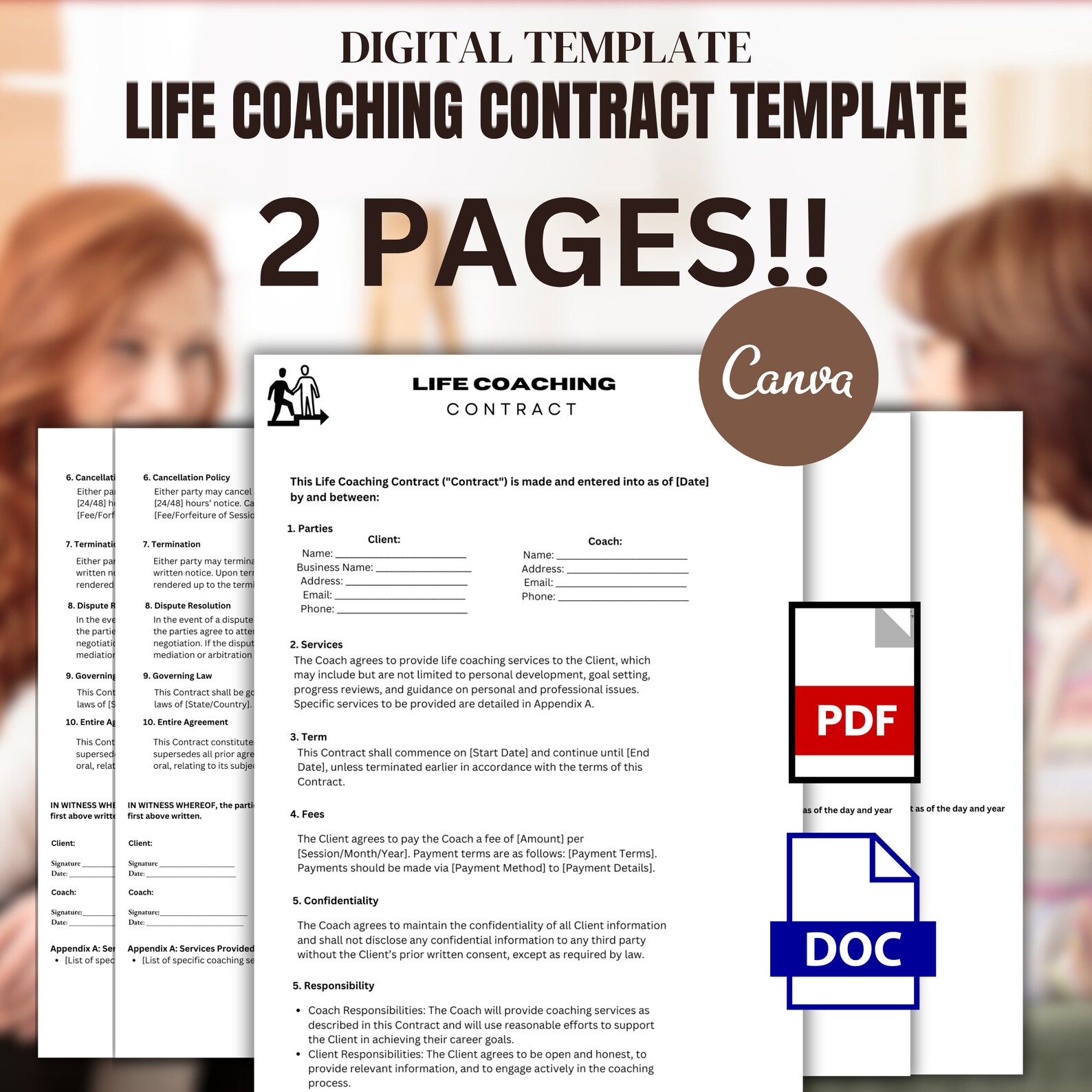 Life Coaching Contract Template Editable and Comprehensive Agreement ...
