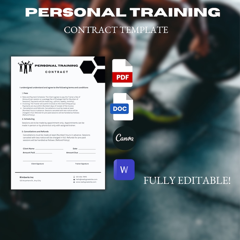 Professional Personal Training Contract Template Customizable Agreement ...