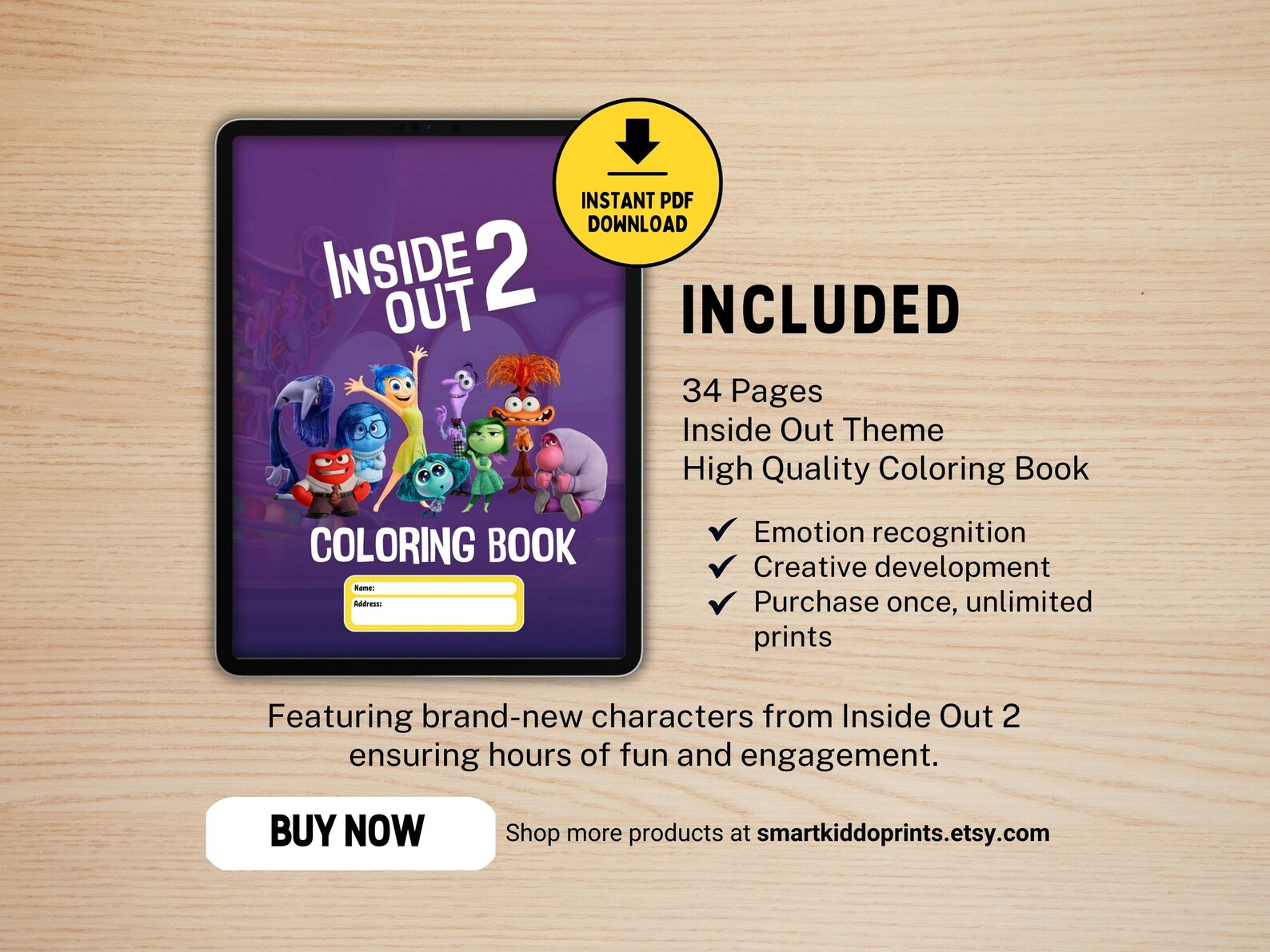 Inside Out 2 Coloring Pages Activity Busybook Feelings Emotions ...