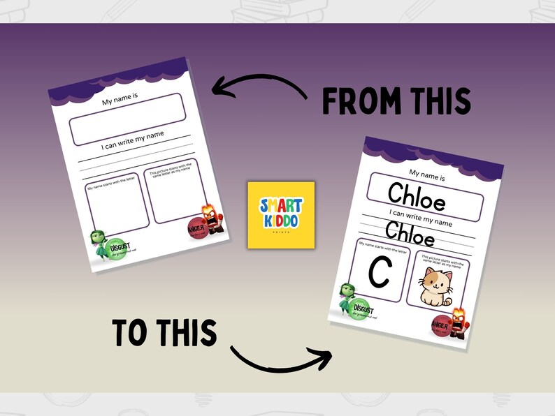Morning Menu Inside Out 2 Name Tracing Sheets Custom Handwriting ...