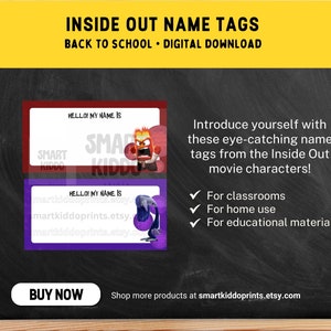 40 Inside Out Name Tags Personalized Student Name Tags Back to School ...