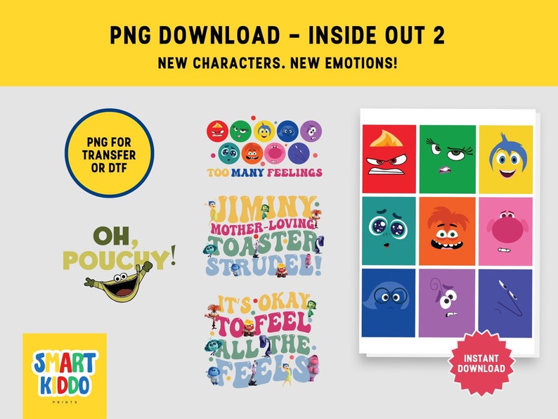 Inside Out SVG Character PNG Emotions Anger, Joy, Disgust, Sadness ...