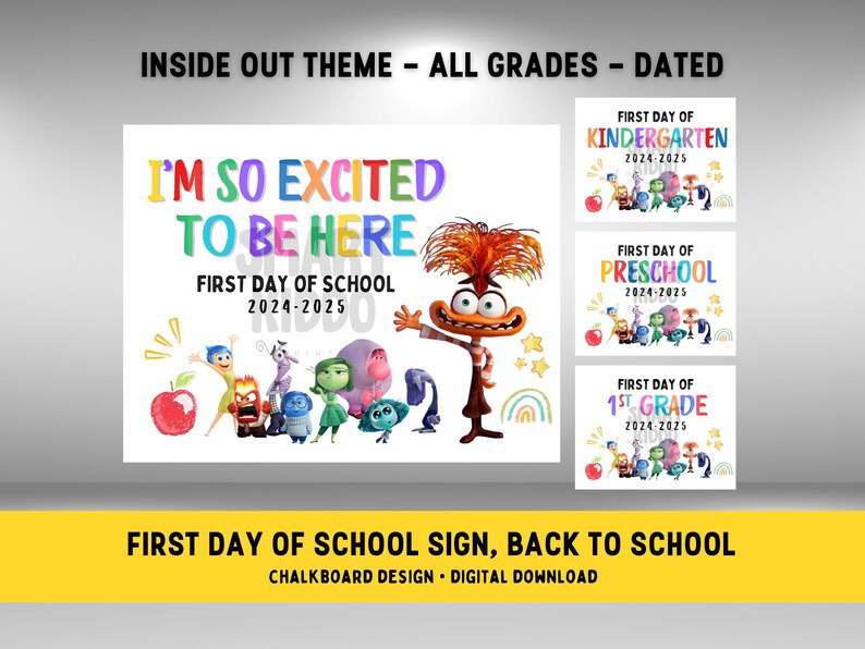 Inside Out First Day of School Sign Printable Back to School 2024-2025 ...