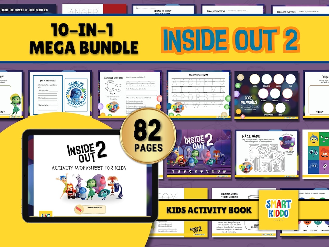 Inside Out 2 Emotions Regulation for Kids Activity Book Bundle Coloring ...