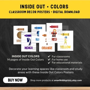 Inside Out COLORS 14 Printable Pages Learn Colors With Inside Out ...