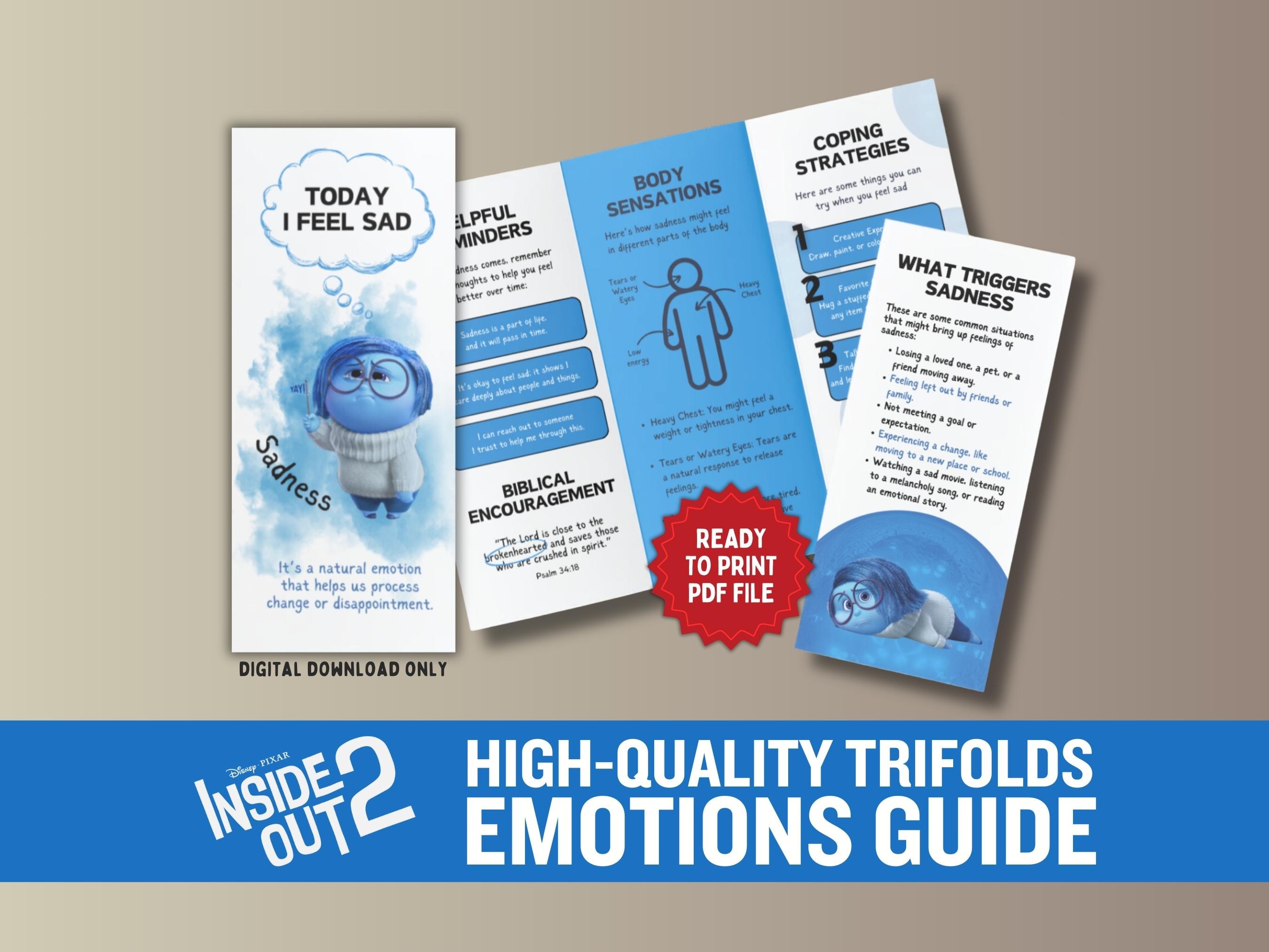 Inside Out 2 Emotions Leaflet Feelings Guide SADNESS SEL Emotional ...