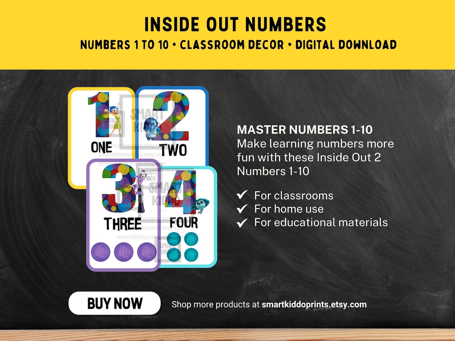 Inside Out Numbers Classroom Poster Decor Counting Numbers Printable ...