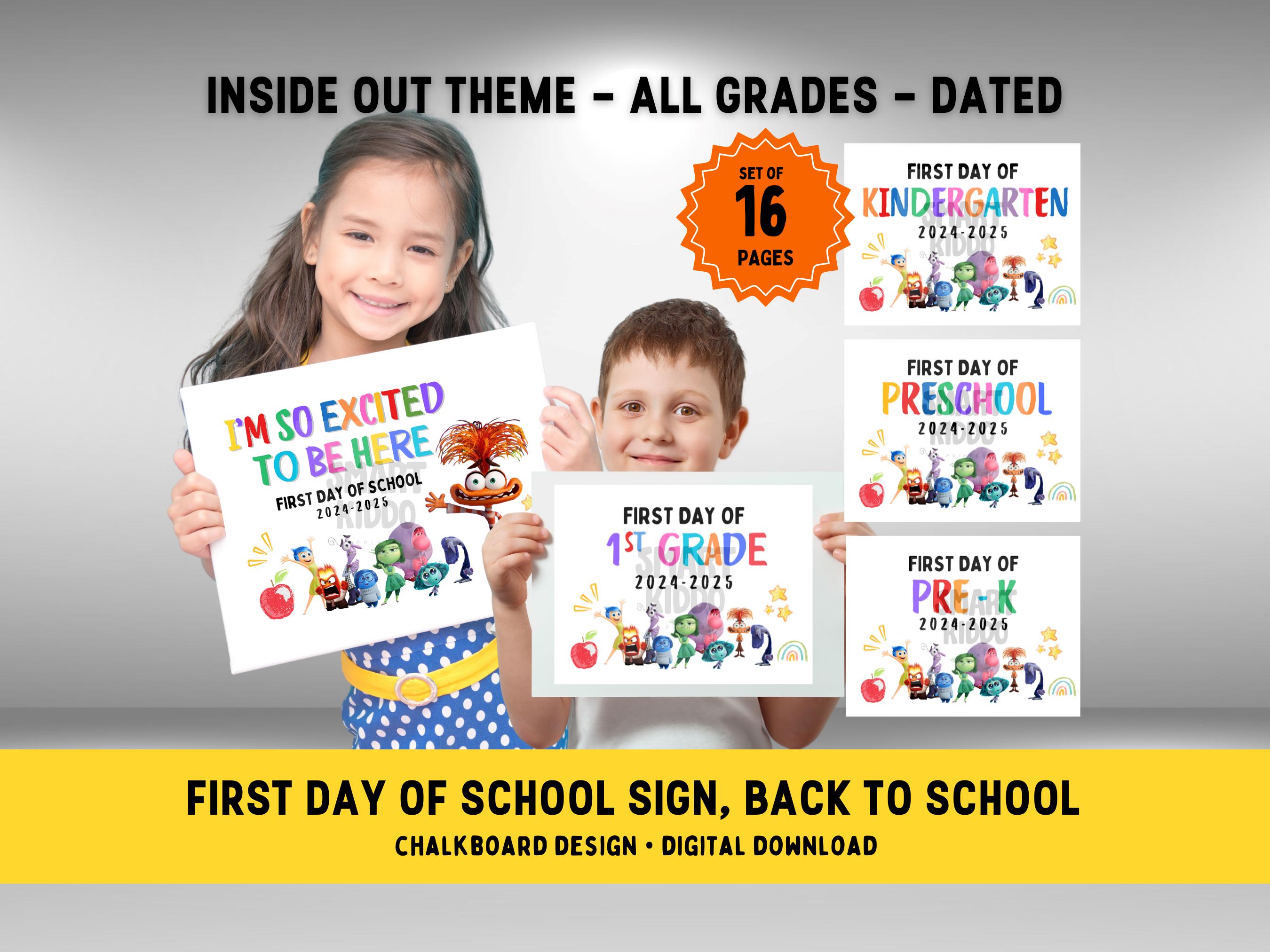 Inside Out First Day of School Sign Printable Back to School 2024-2025 ...