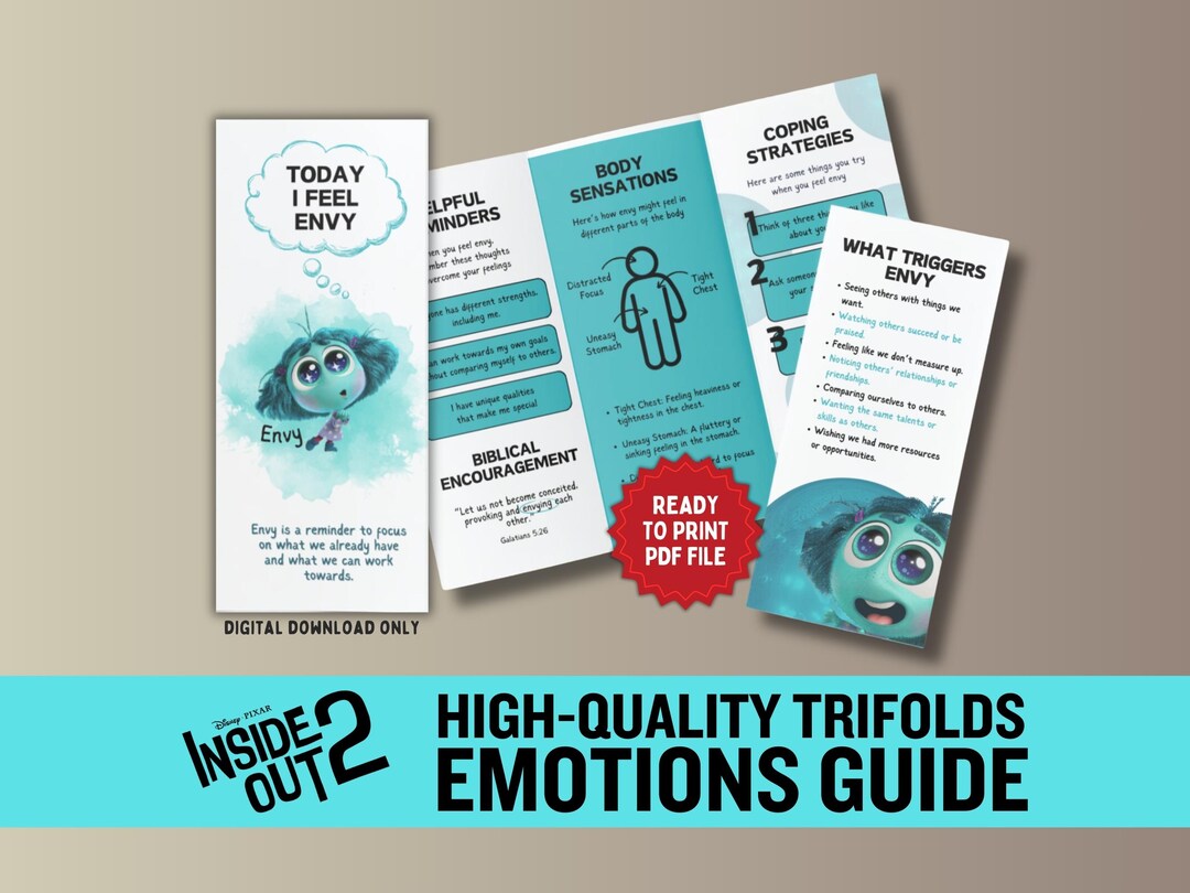 Inside Out 2 Emotions Leaflet Feelings Guide ENVY SEL Emotional ...