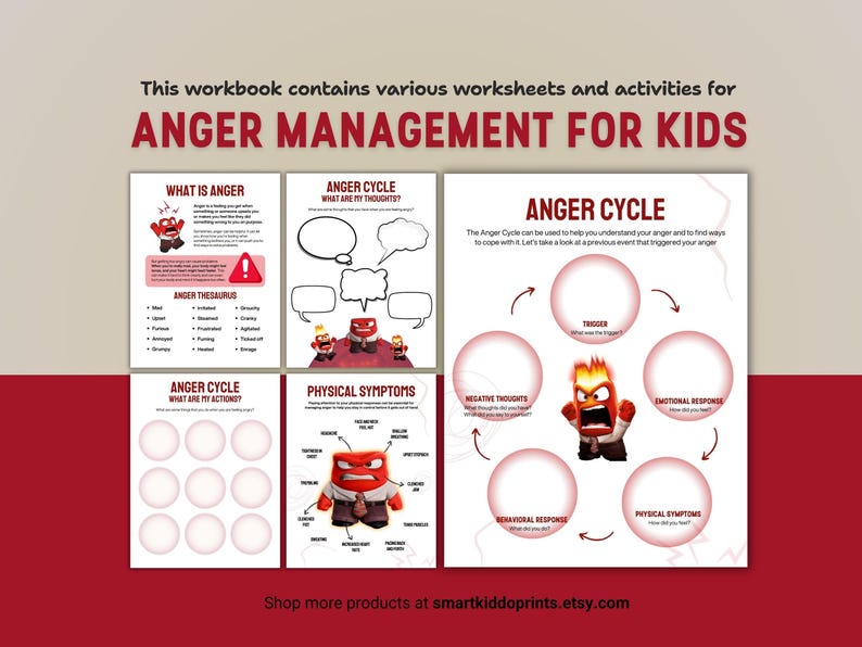 Inside Out 2 Anger Management for Kids Anger Worksheets Emotions ...
