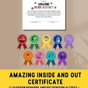 Inside Out 2 Classroom Certificate Award School Rewards Activity ...