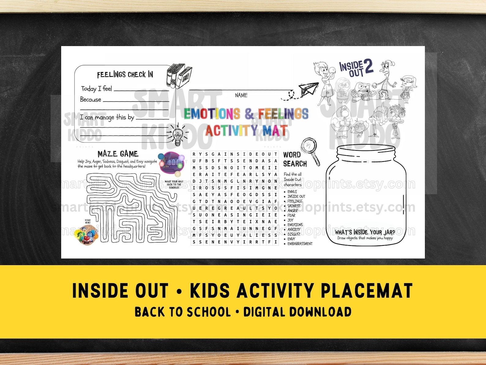 Inside Out 2 Classroom Activity Placemat Party Accessory Inside Out ...