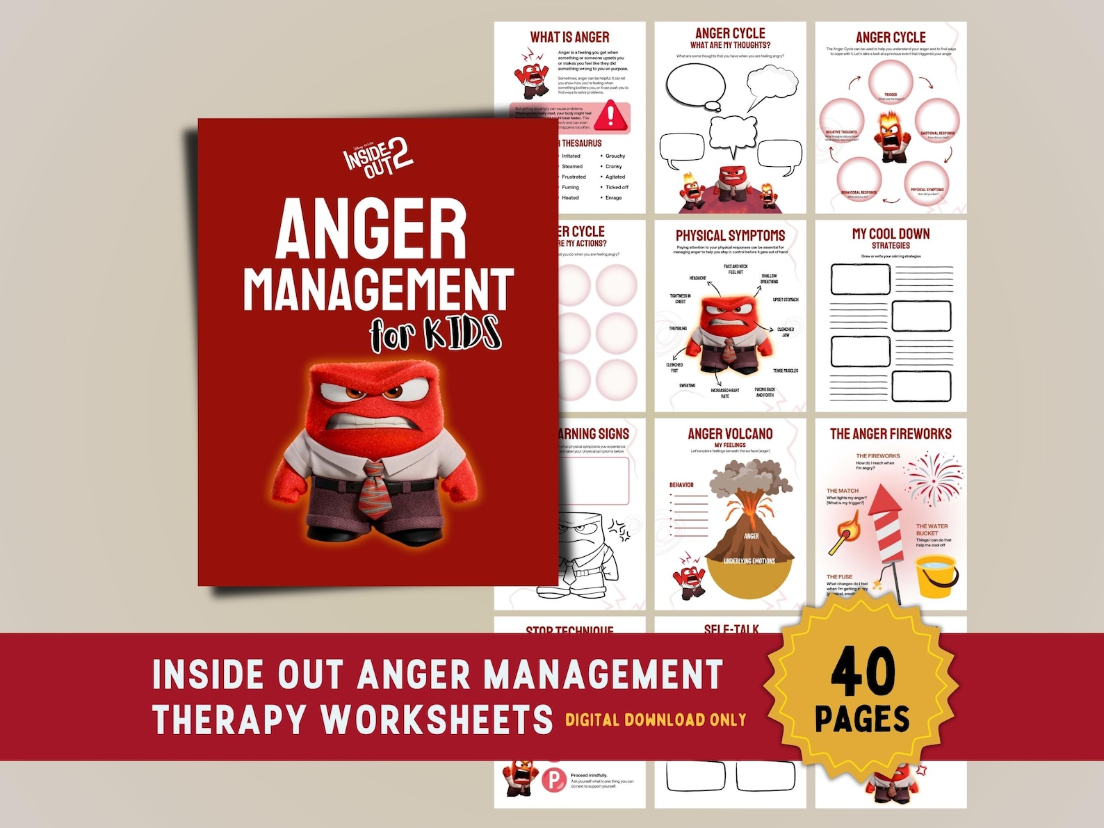 Inside Out 2 Anger Management for Kids Anger Worksheets Emotions ...