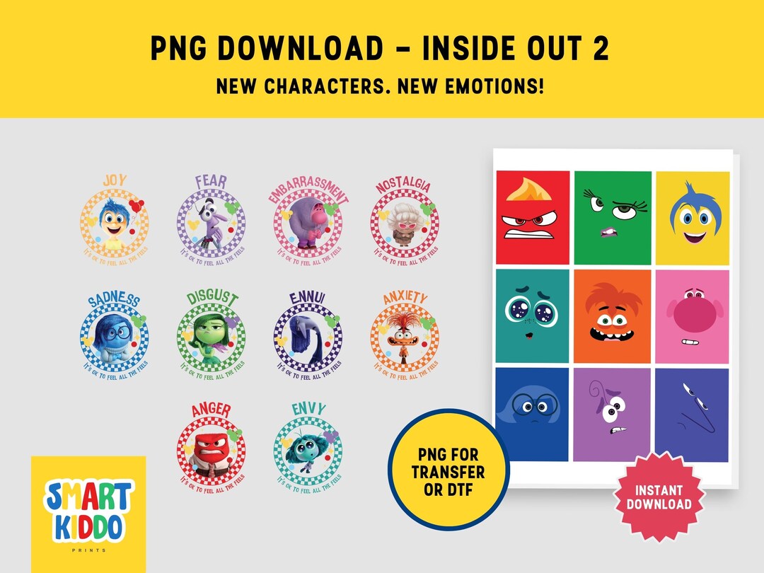 Inside Out SVG Character PNG Emotions Anger, Joy, Disgust, Sadness ...