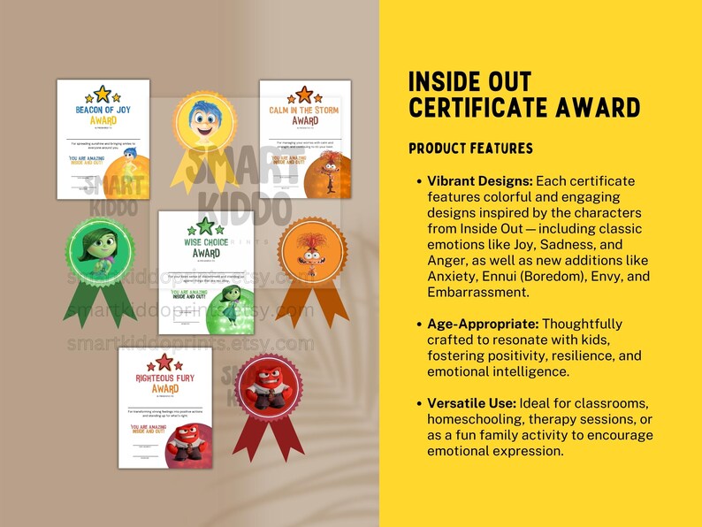 Inside Out 2 Classroom Decor Certificate Award Kids Achievement School ...