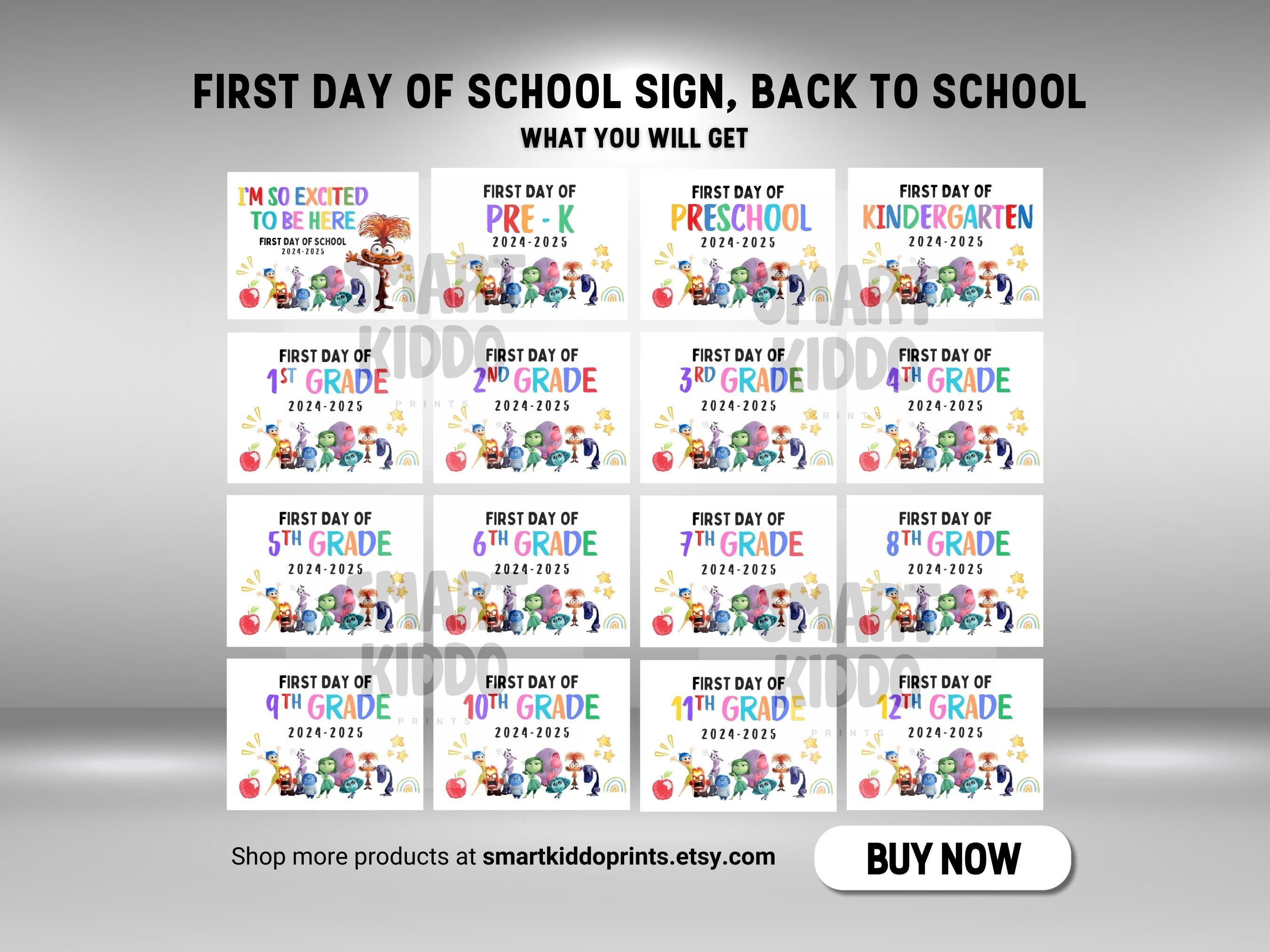 Inside Out First Day of School Sign Printable Back to School 2024-2025 ...