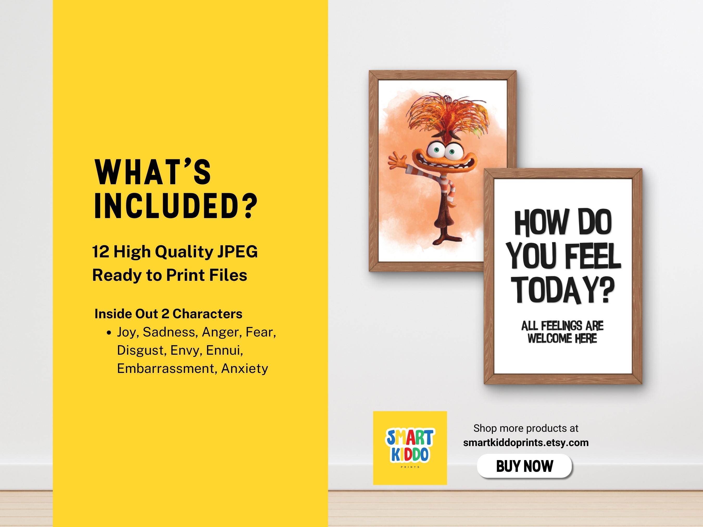 Inside Out 2 Characters Nursery Room Poster Inside Out Watercolor Wall ...