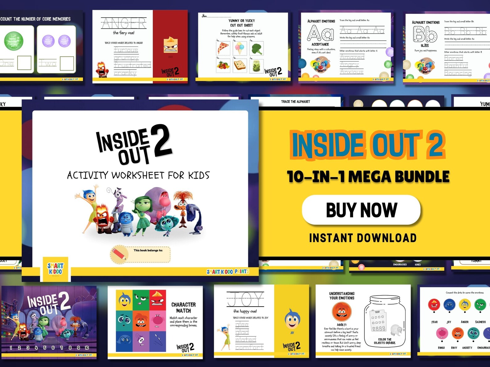 Inside Out 2 Emotions Regulation for Kids Activity Book Bundle Coloring ...
