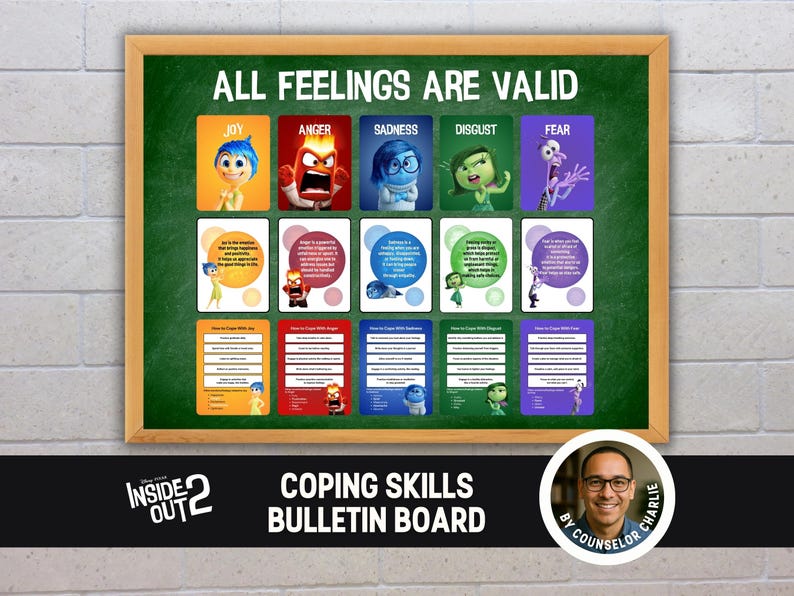 Inside Out Bulletin Board Coping Skills Kids Emotions Regulation ...