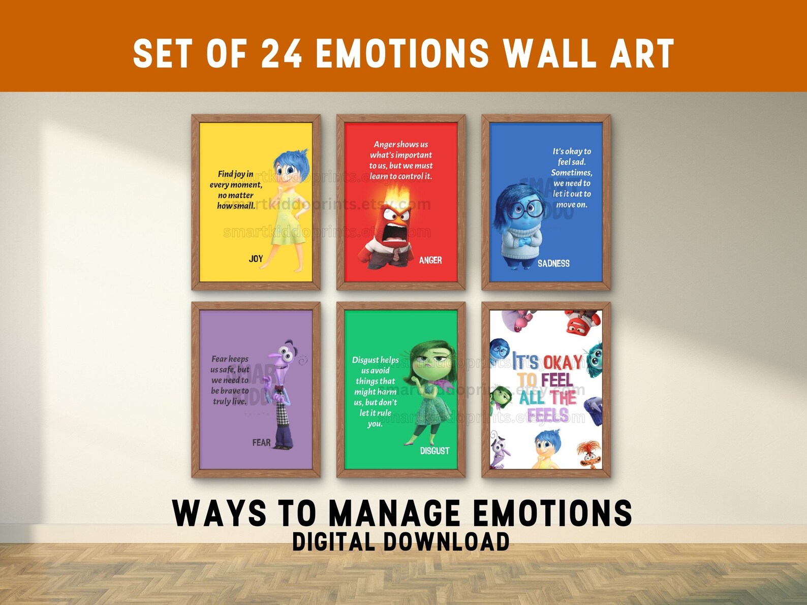 Inside Out Emotions Wall Art Printable Classroom Decor Social Emotional ...