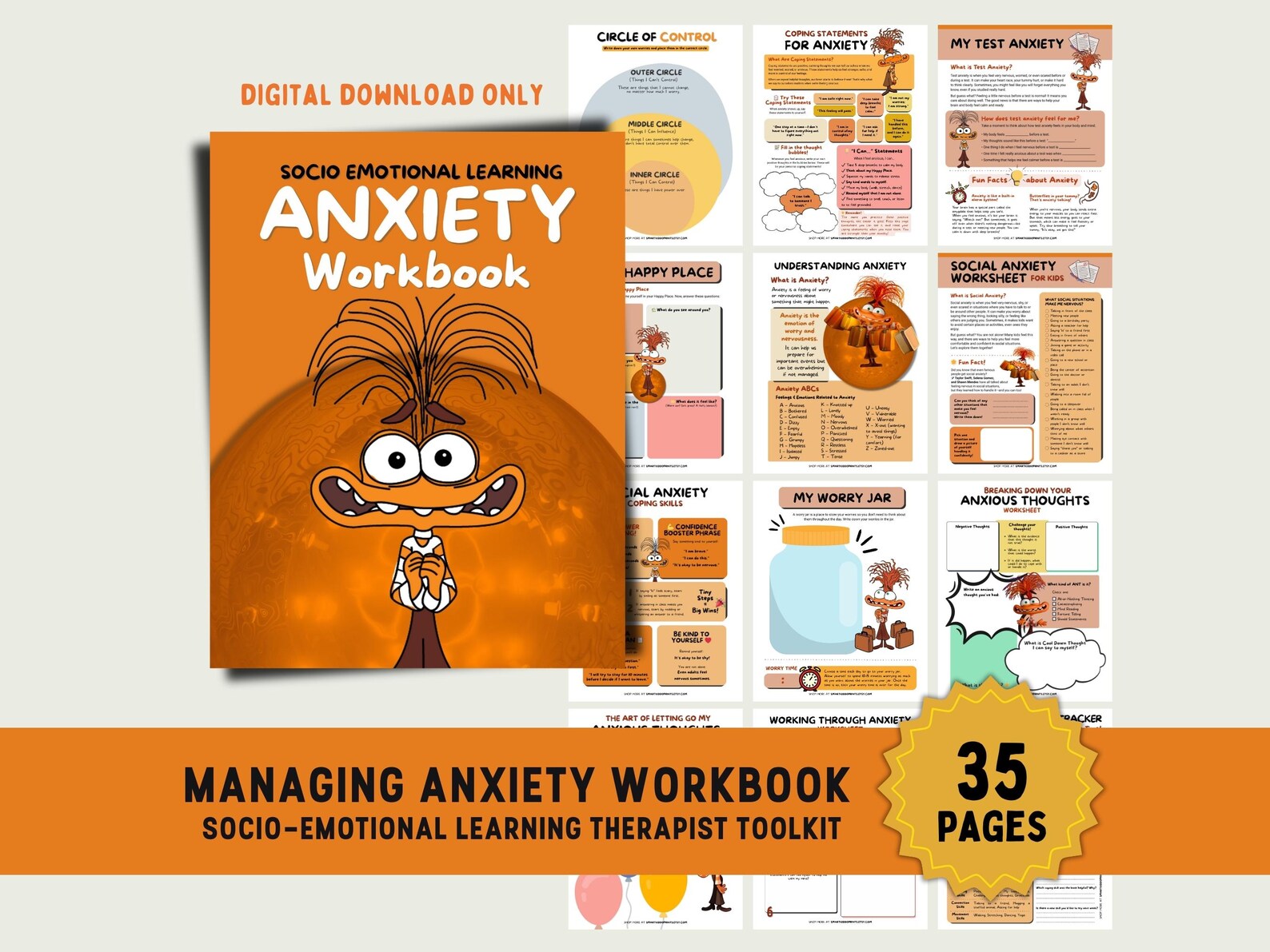 Managing Anxiety Worksheets for Kids Teen Anxiety Workbook Therapist ...