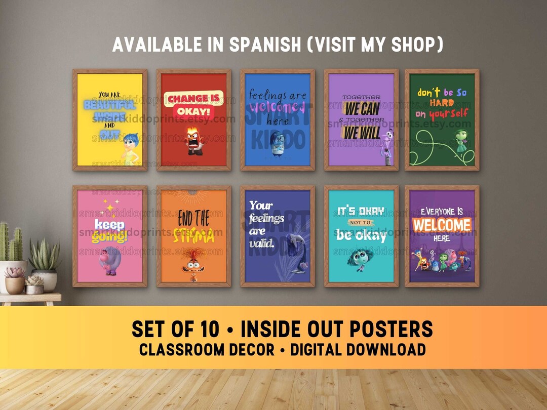 Inside Out 2 Emotions Wall Art Printable Set of 10 Positive ...