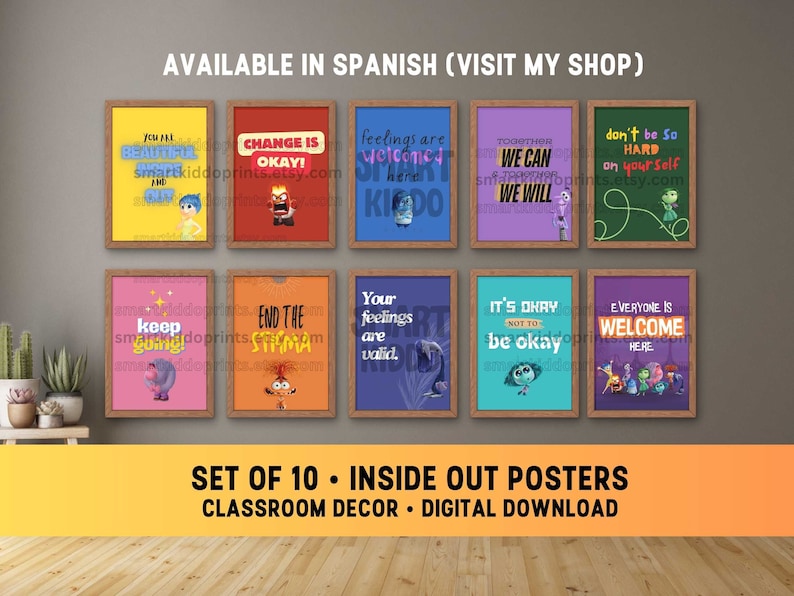 Inside Out 2 Emotions Wall Art Printable Set of 10 Positive ...