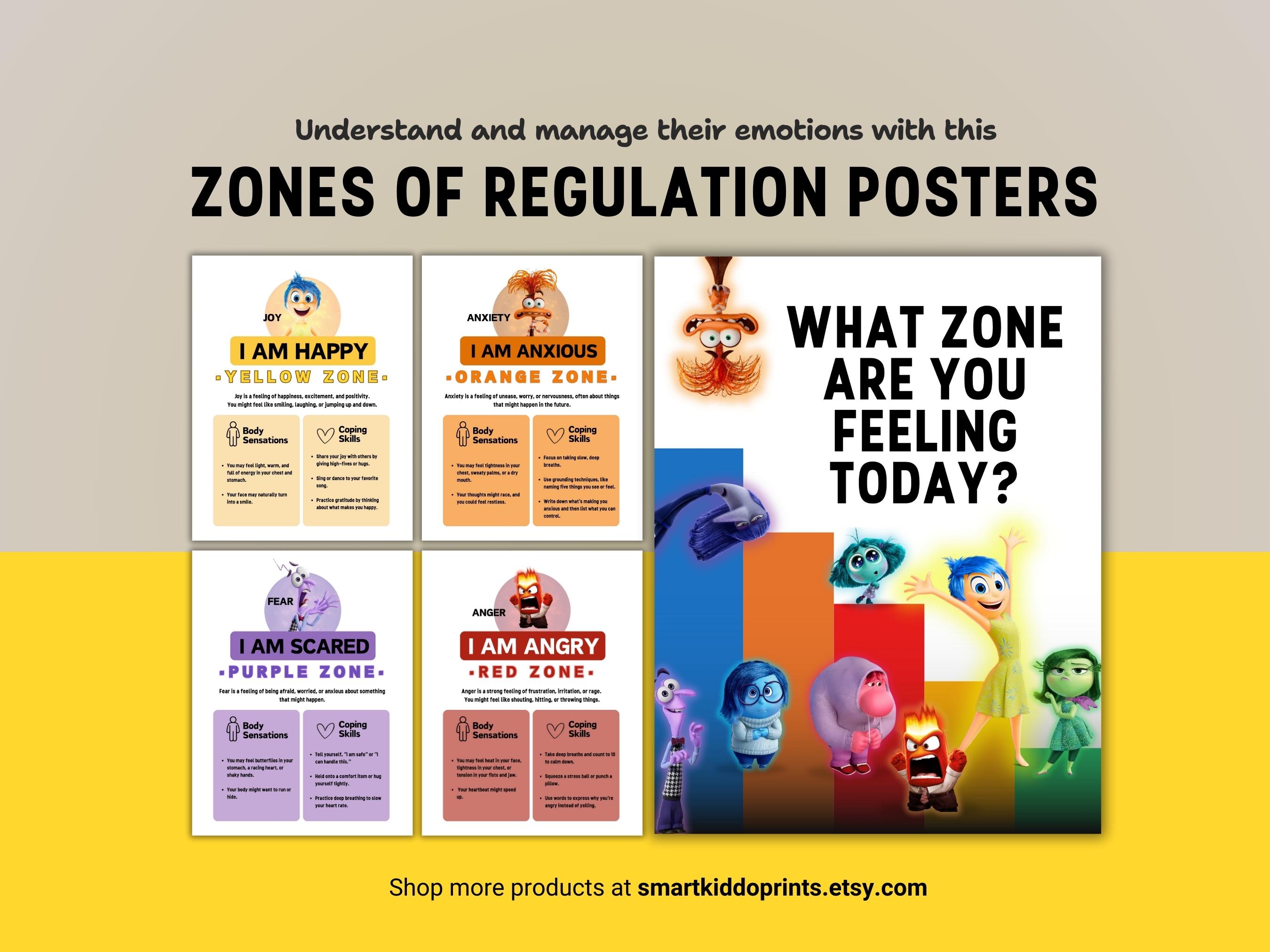 Inside Out 2 Zones of Regulation Poster Emotional Awareness Coping ...