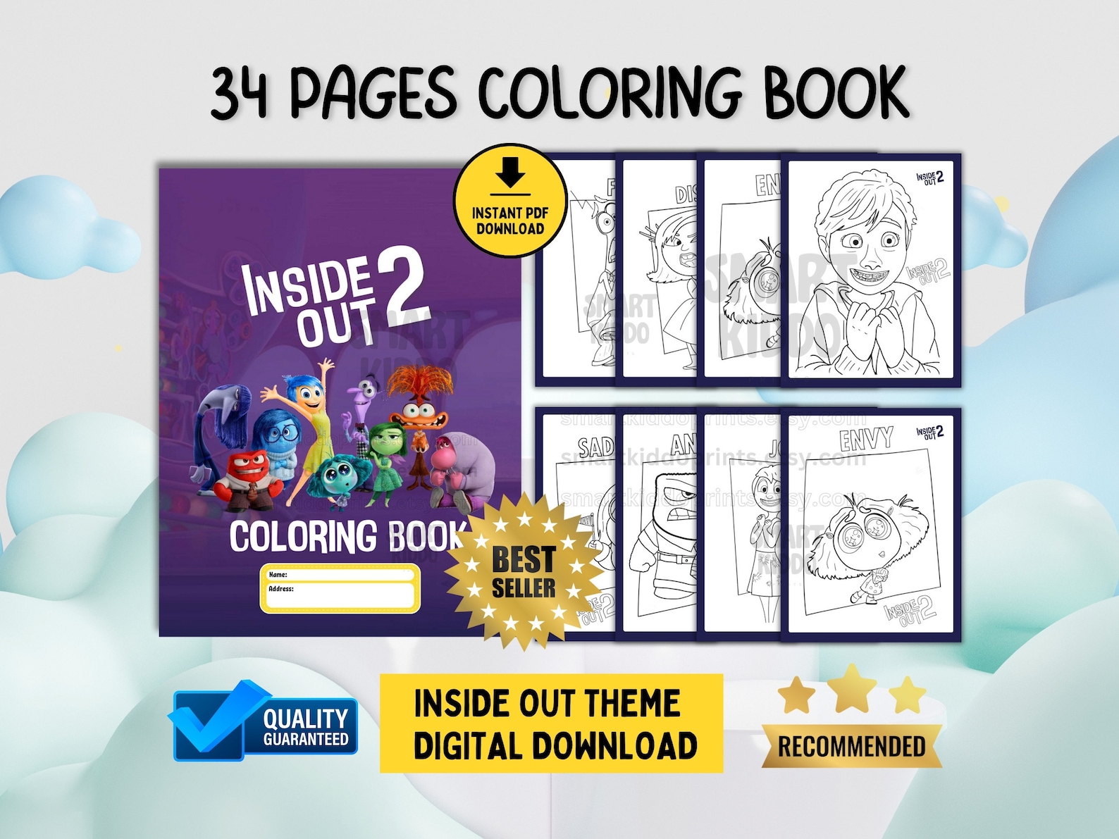 Inside Out 2 Coloring Pages Activity Busybook Feelings Emotions ...
