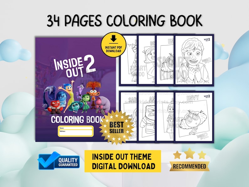 Inside Out 2 Coloring Pages Activity Busybook Feelings Emotions ...