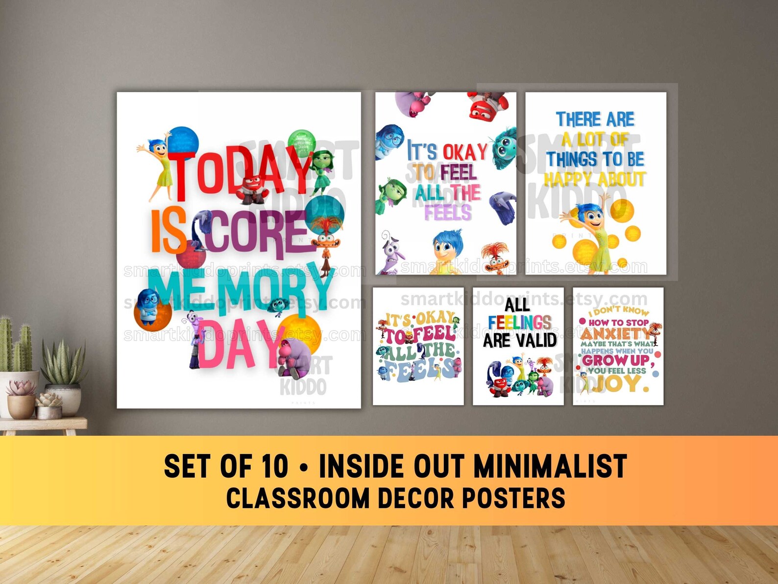 Inside Out 2 Classroom Poster Printable 10-pack Minimalist Theme Inside ...