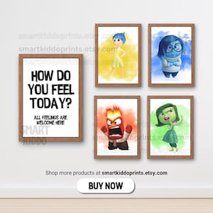 Inside Out 2 Characters Nursery Room Poster Inside Out Watercolor Wall ...